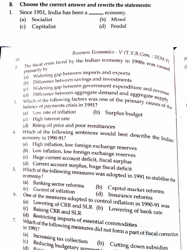Economics Sem 5 MCQ | PDF