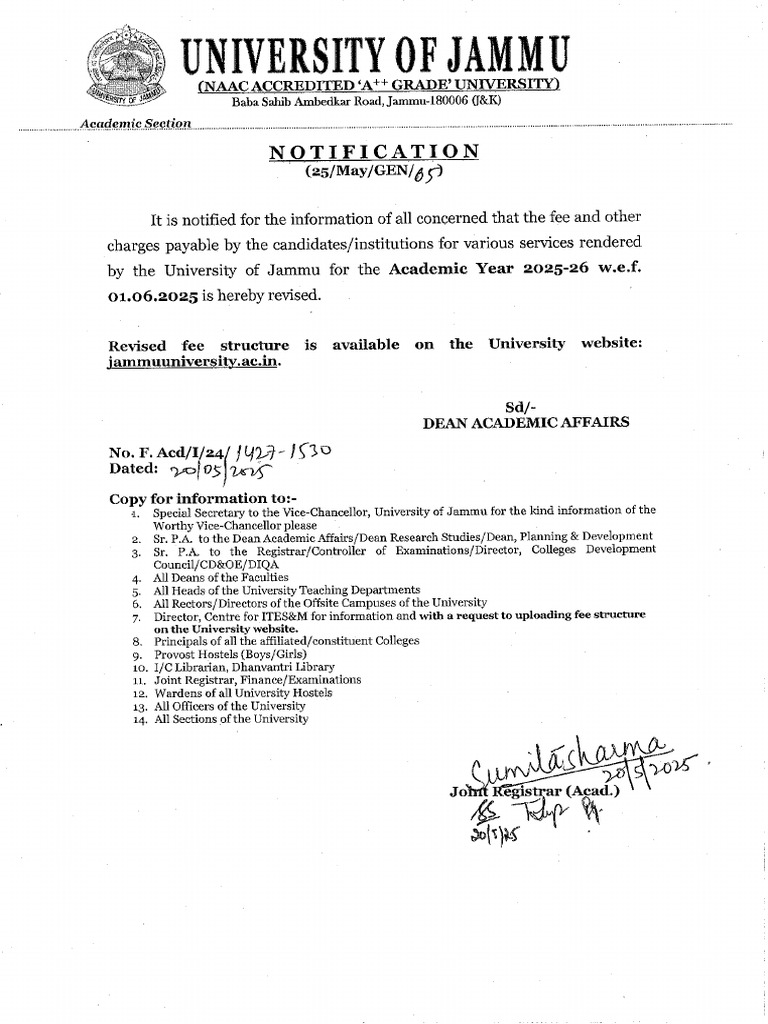 Fees Notification 2025-2026 - 250520 - 152011 | PDF