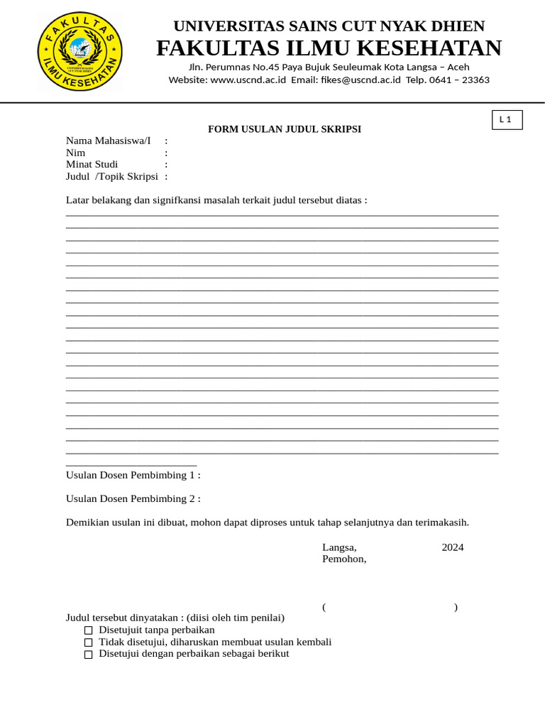 Format L1.l2.form Menghadiri Sidang | PDF