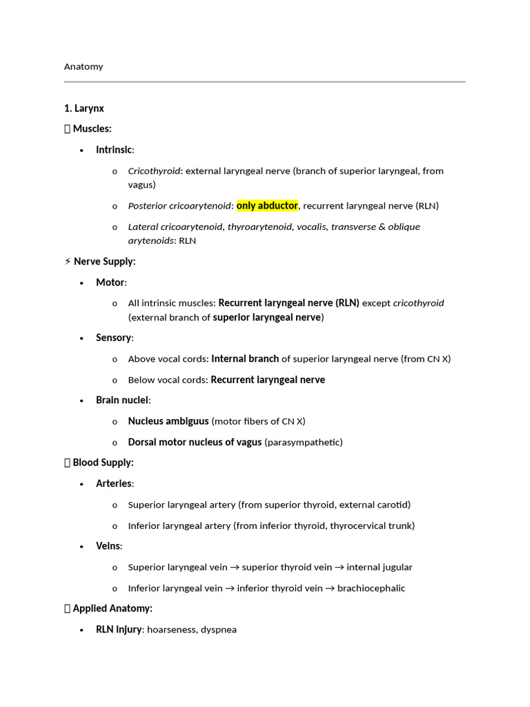 Second Internal Anatomy Mastersheet | PDF | Coronary Circulation | Tongue