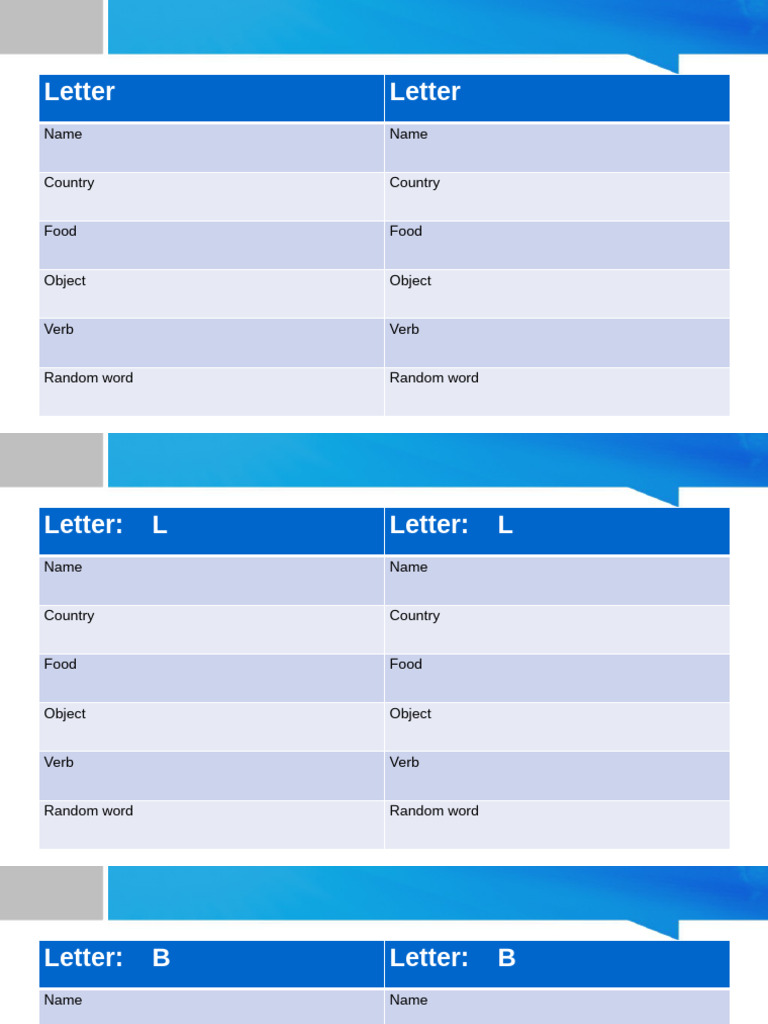 Alphabetical Word List Template | PDF