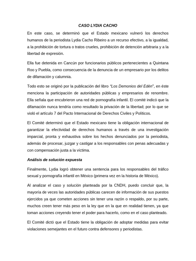 Actividad 4 Caso Lydia Cacho | PDF | Etica social | Derechos humanos