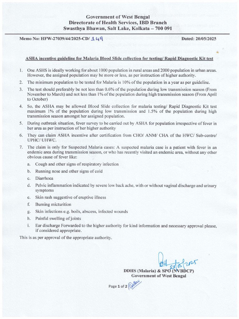 Guideline For ASHA Incentives | PDF