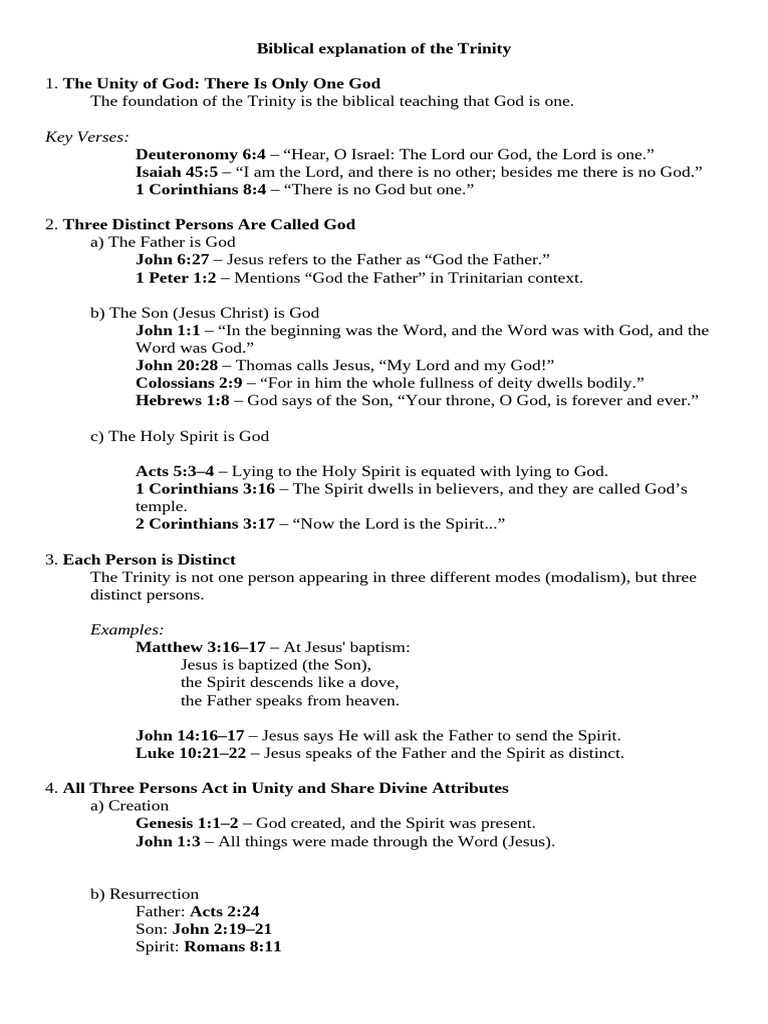 Trinity Biblical Explanation | PDF | Trinity | God The Father