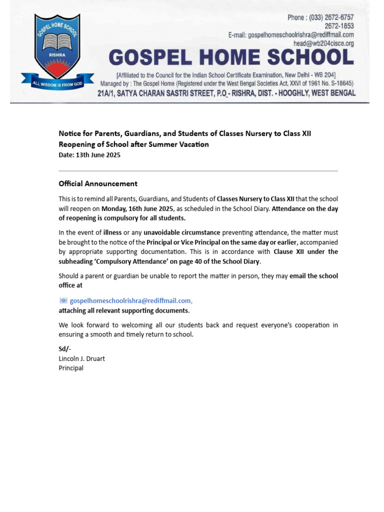 Reopening Notice GHS June2025 | PDF