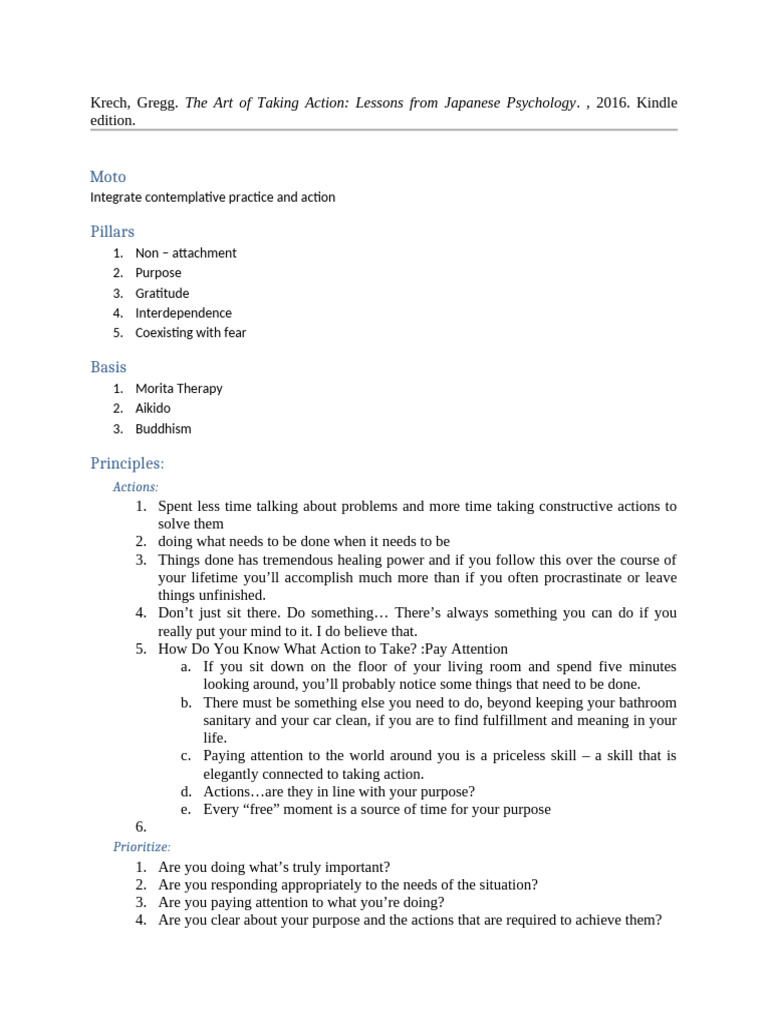 Action-Oriented Insights from Krech | PDF | Thought | Mind