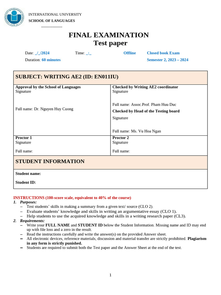 Writing Exam Paper for AE2 Course | PDF | Museum