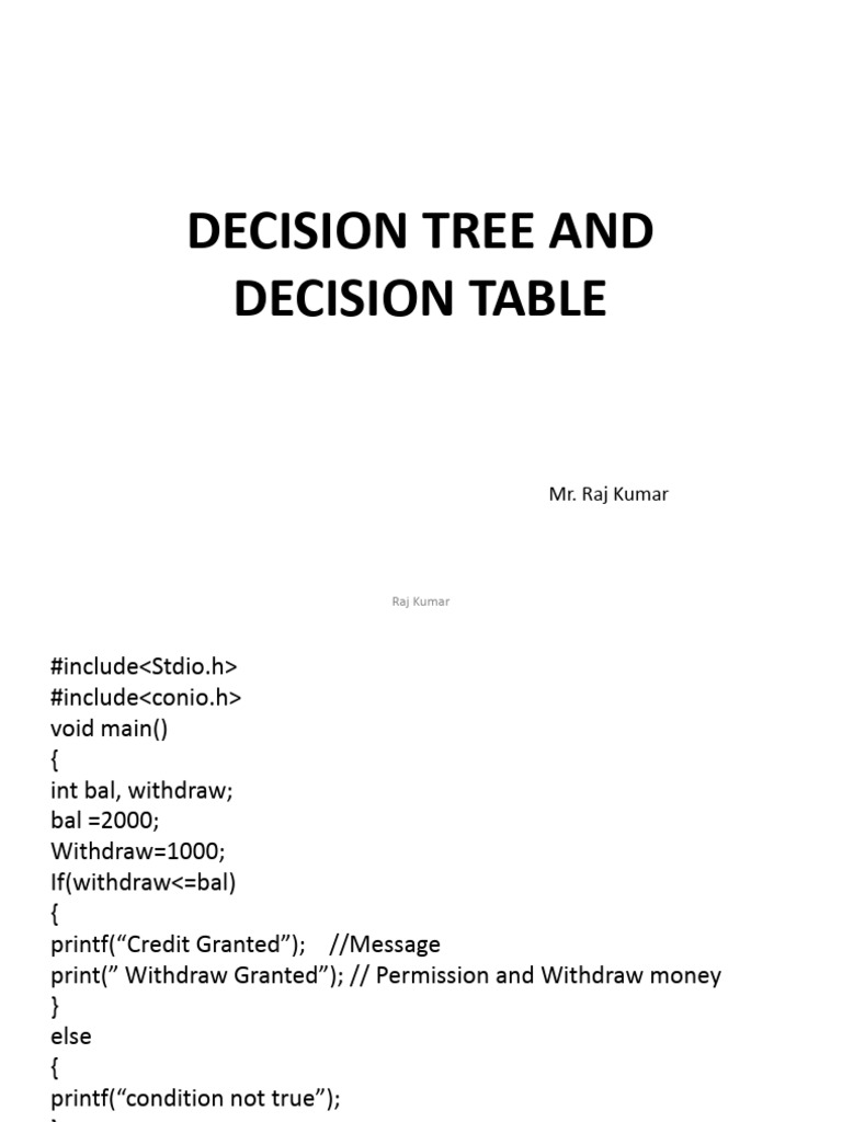 Decision Tree and Decision Table | PDF