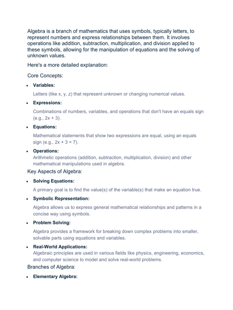 Understanding Symbolic Algebra | PDF