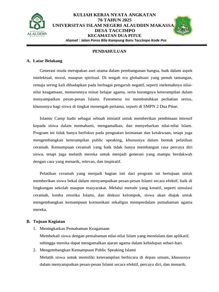 Proposal Islamic Camp Fixx | PDF