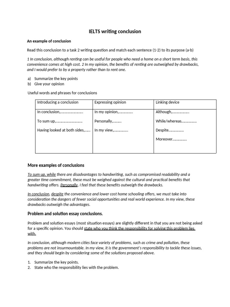 IELTS Writing Task 2 Conclusion | PDF