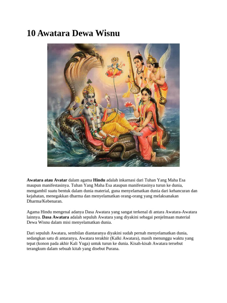 10 Awatara Dewa Wisnu | PDF