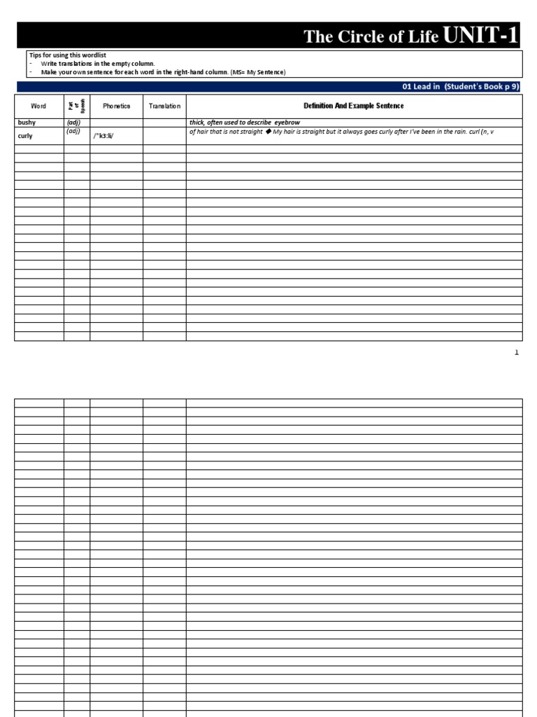 Vocabulary Practice: Circle of Life | PDF