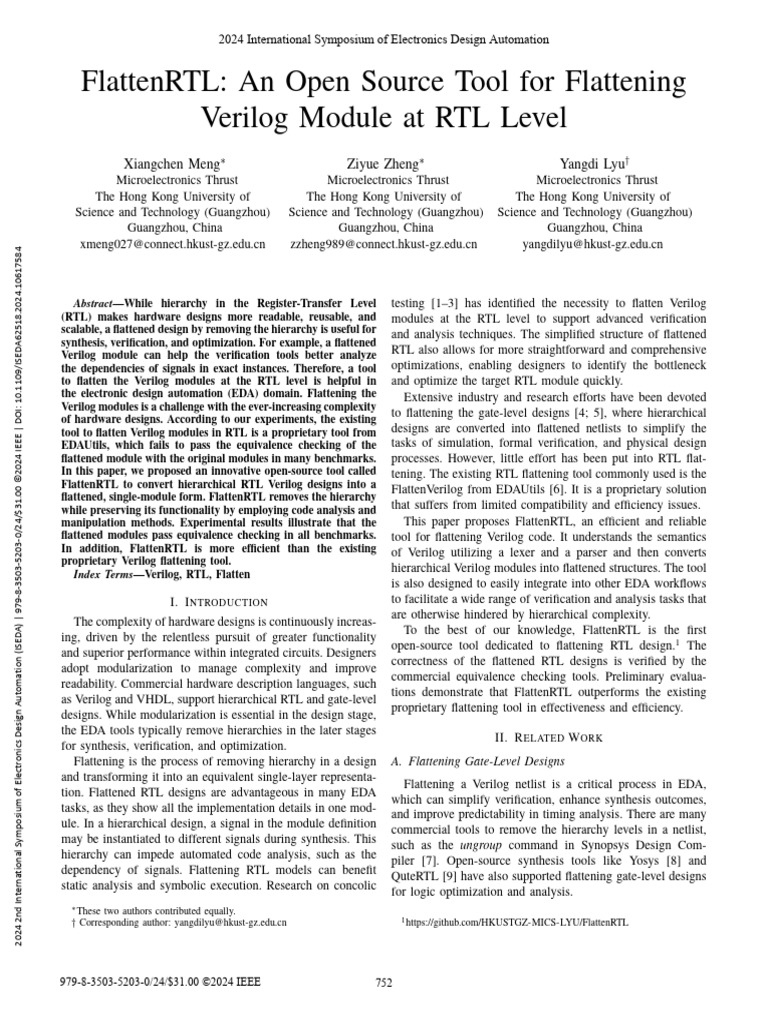 FlattenRTL An Open Source Tool For Flattening Verilog Module at RTL Level | PDF | Parsing ...