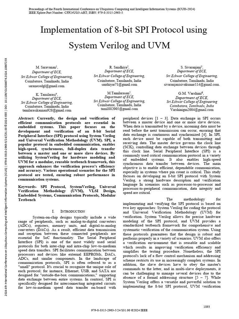 Implementation of 8-Bit SPI Protocol Using System Verilog and UVM | PDF | Computer Science ...
