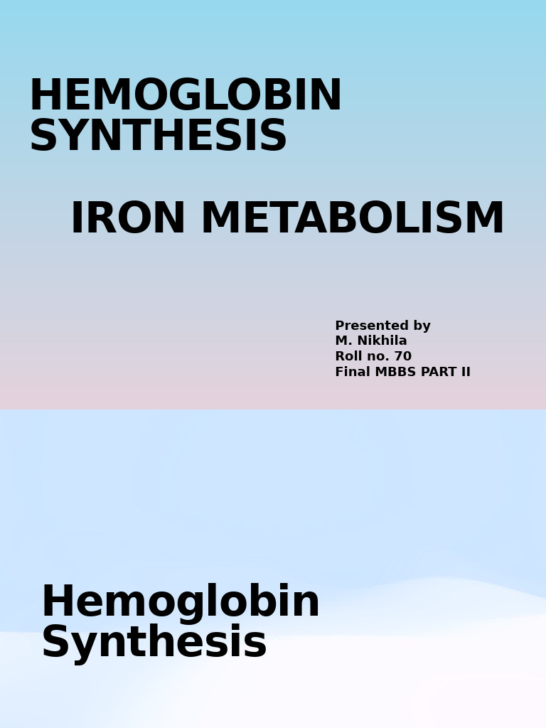 Hemoglobin Synthesis & Iron Metabolism - M - Nikhila - 70 | PDF ...