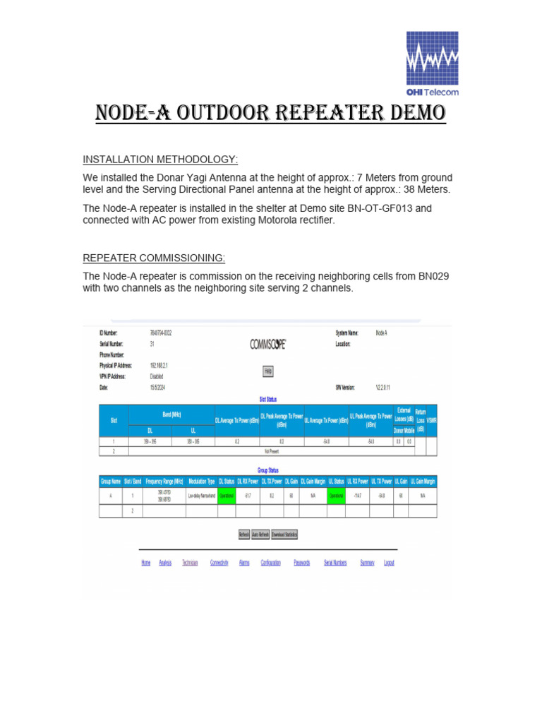 Node-A Outdoor Repeater Demo-Report R00 | PDF