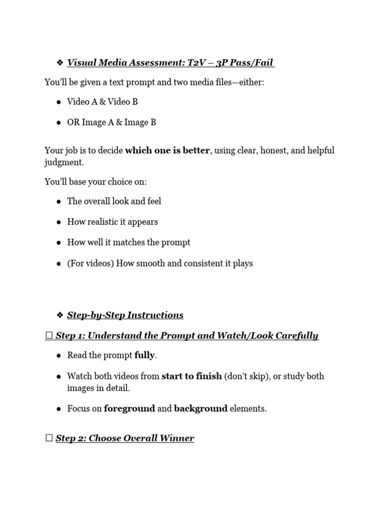 Visual Media Assessment - T2V - 3P Pass - Fail | PDF | Cognition ...