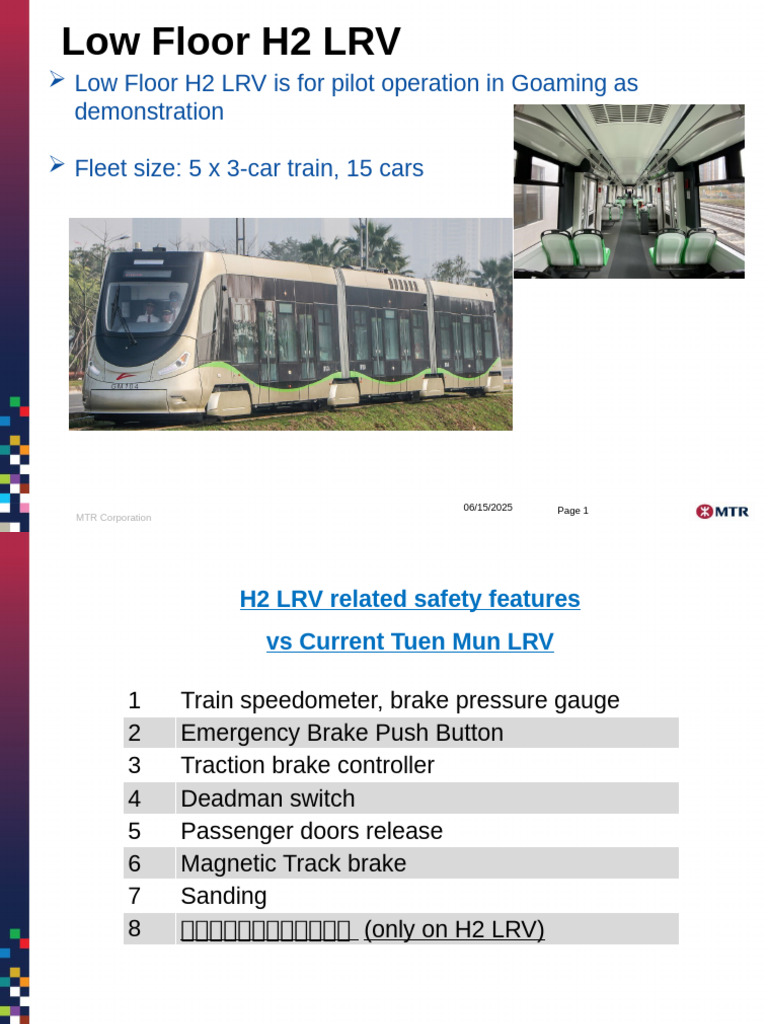 H2 LRV Safety Features W FSD 20240402 | PDF | Brake | Train