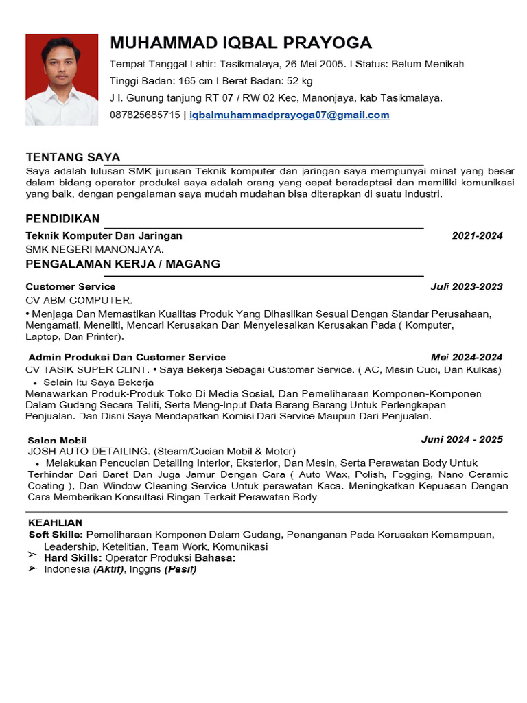 CV Muhammad Iqbal Prayoga - PDF - 11zon | PDF