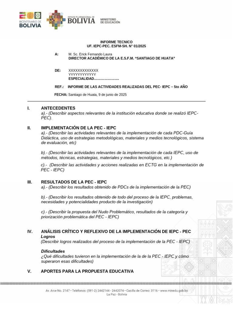 Formato-Informe Iepc-Pec 2025 - 4to | PDF