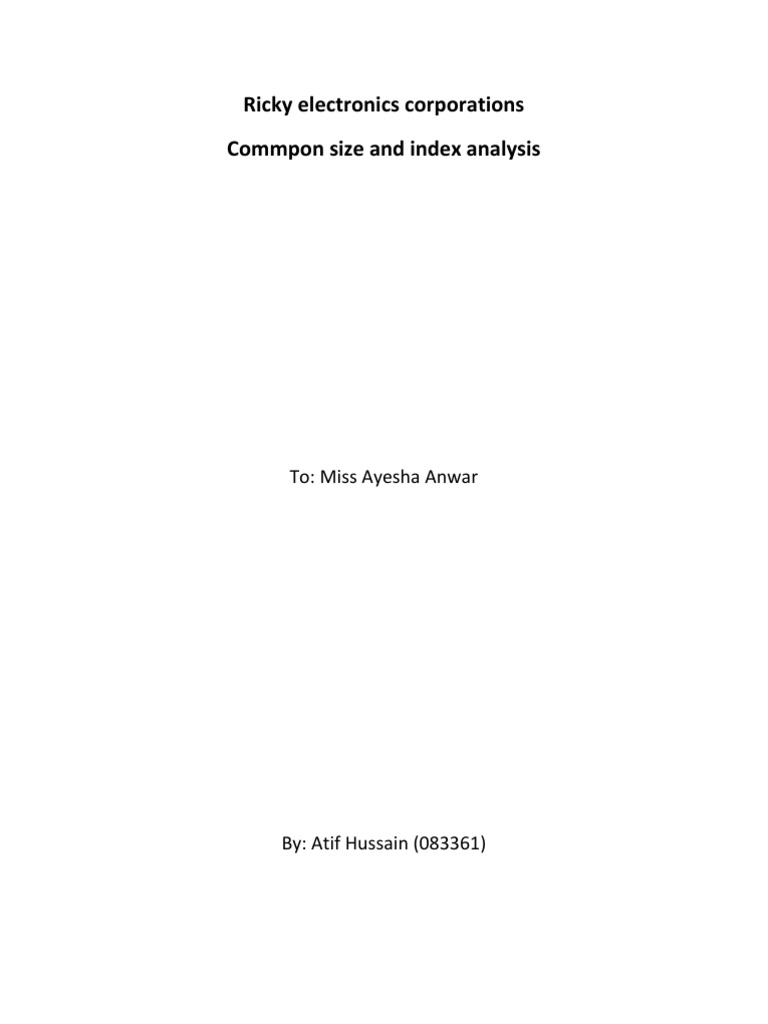 Common Size And Index Analysis Pdf Balance Sheet Expense