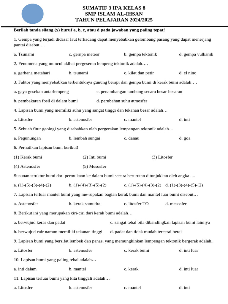 Sumatif 3 Ipa Kelas 8 Genap | PDF