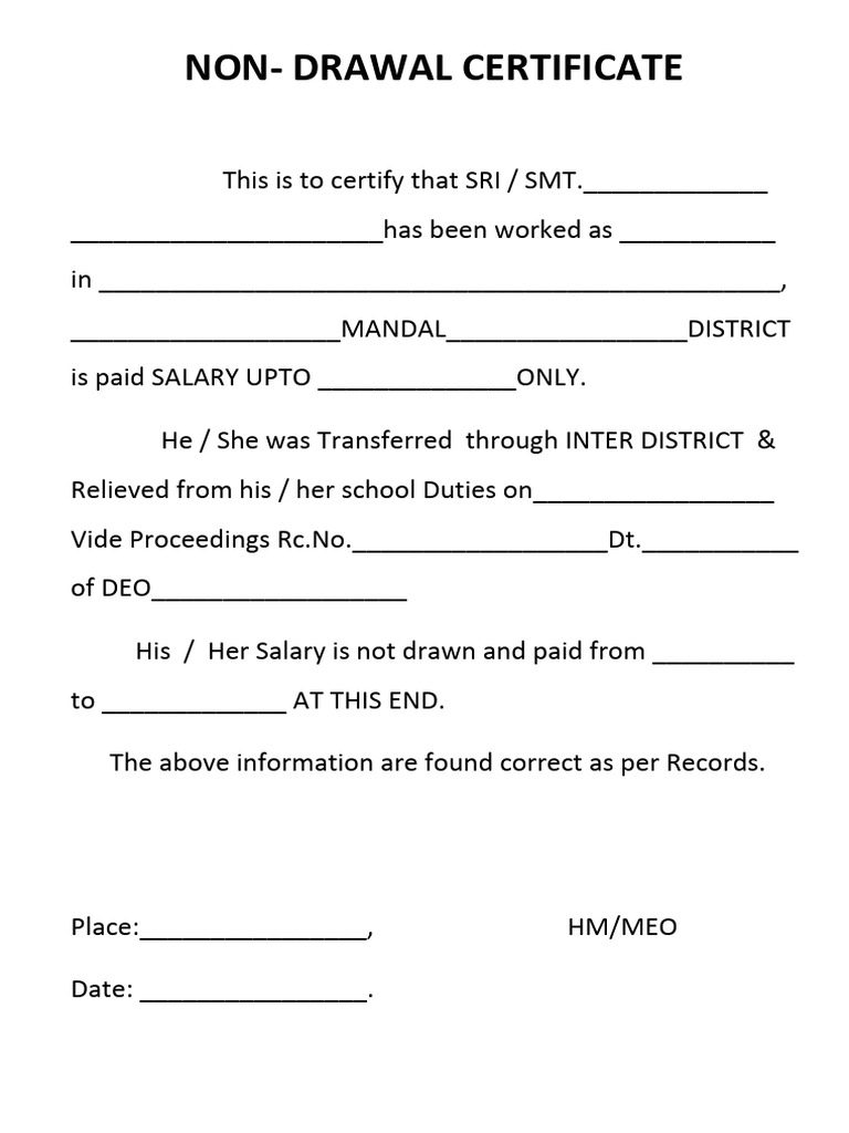 5) Non Drawal Certificate | PDF