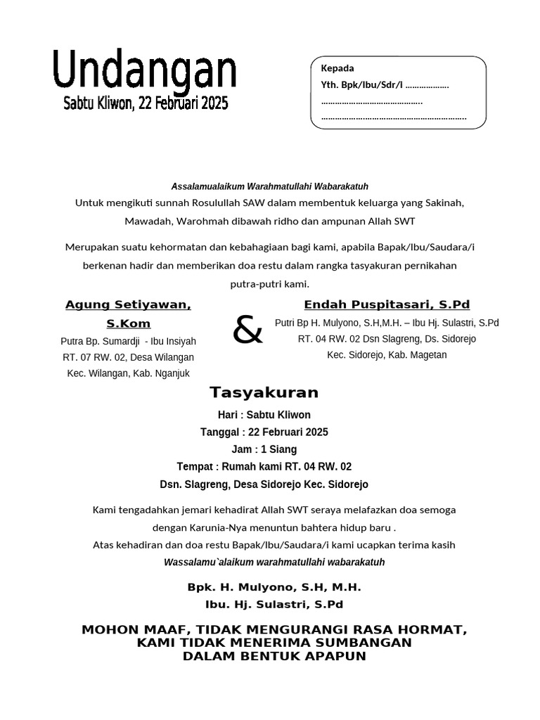 Undangan Ulem Ulem | PDF