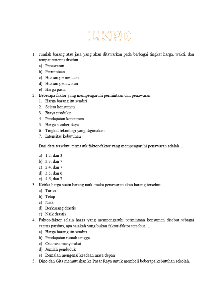 LKPD Permintaan Dan Penawaran | PDF