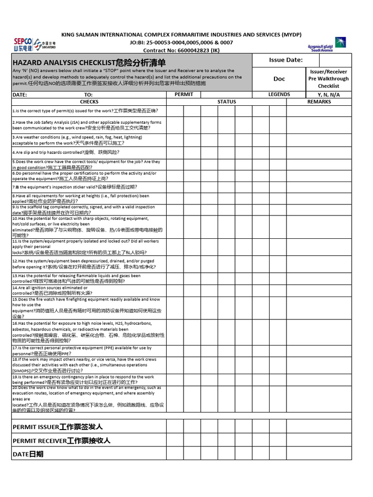 Hazard Analysis and Safety Checklist | PDF | Firefighter | Workplace