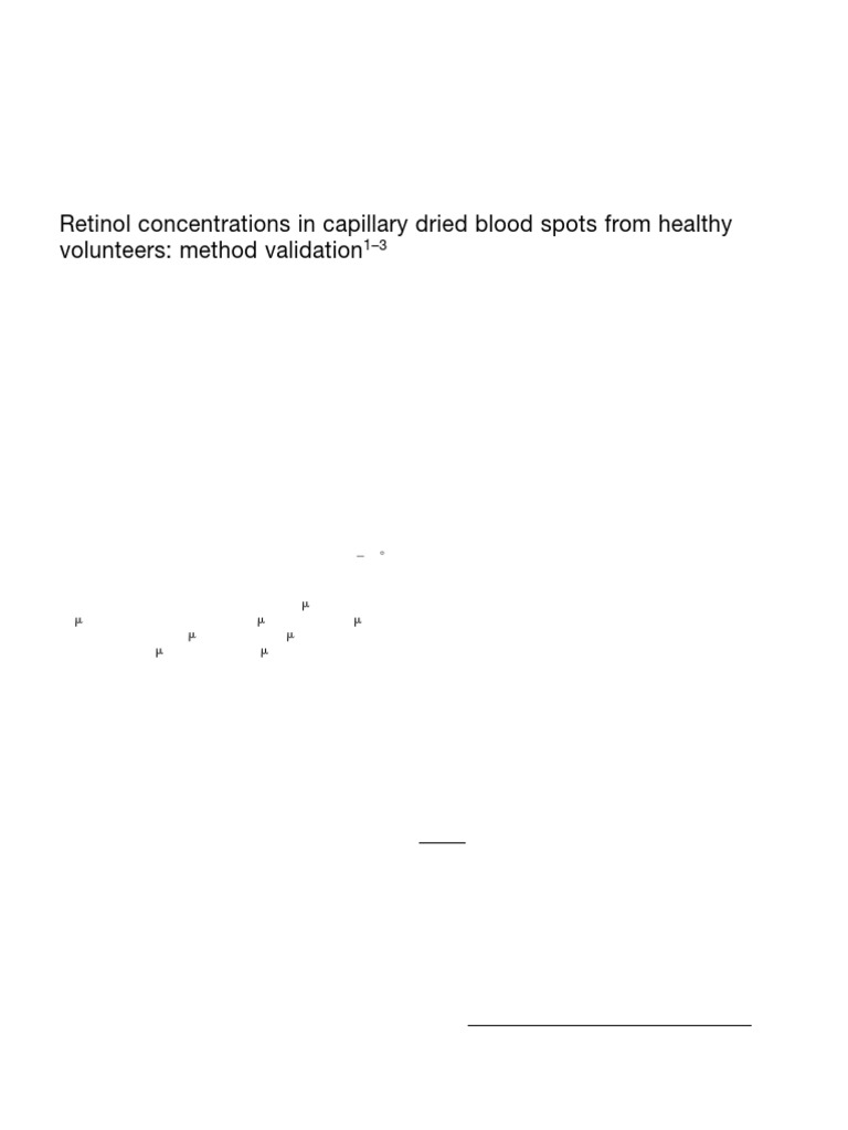 Retinol Concentrations in Capillary Dried Blood SP - 2000 - The ...