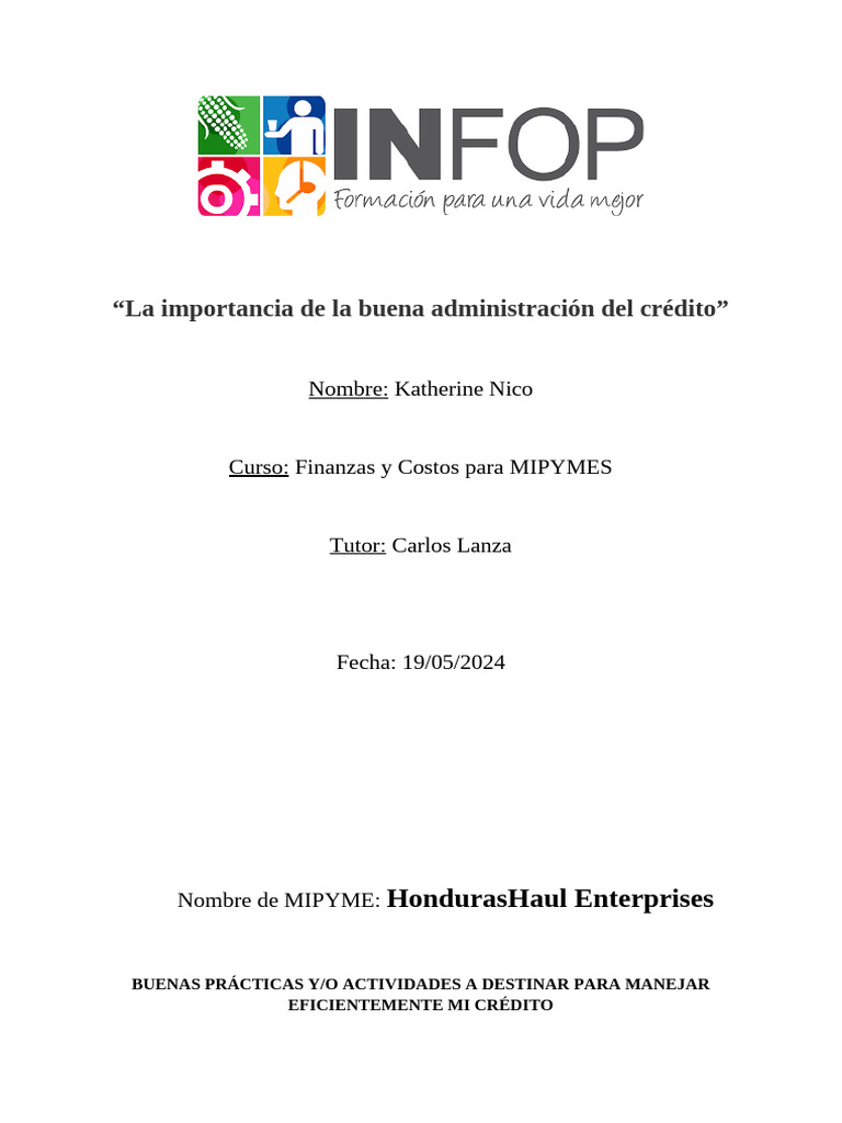 La Importancia de La Buena Administración Del Crédito - Katherine Baca ...