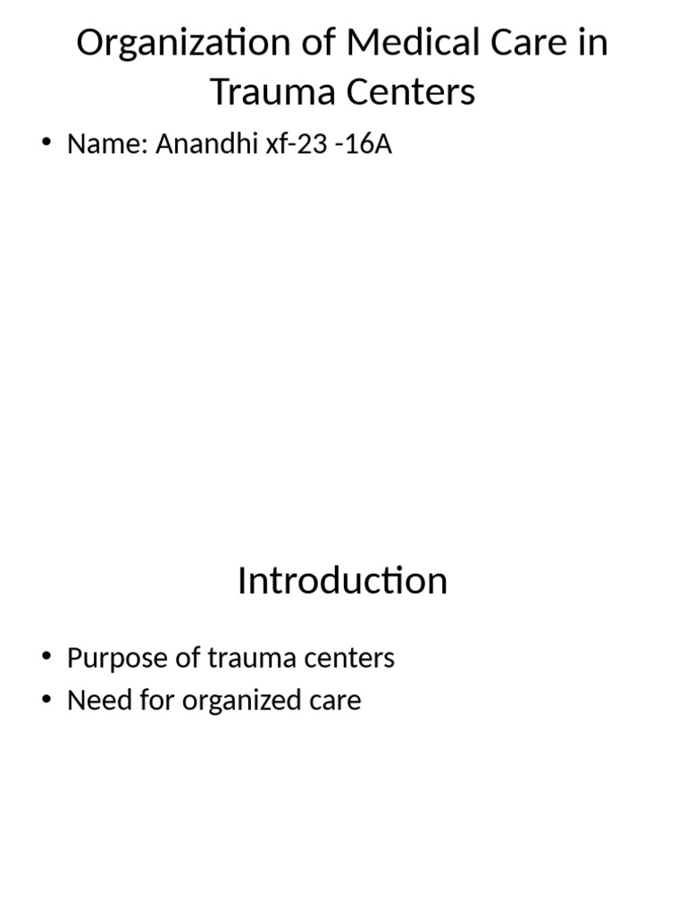 Trauma Center Care Organization Guide | PDF