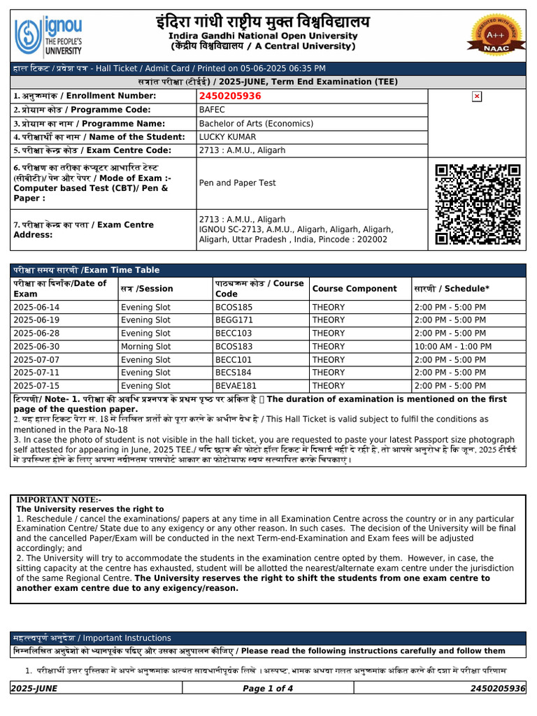 Hall Ticket Lucky | PDF