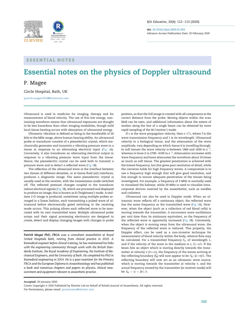 Essential Notes On The Physics of Doppler Ultrasou | PDF | Ultrasound ...