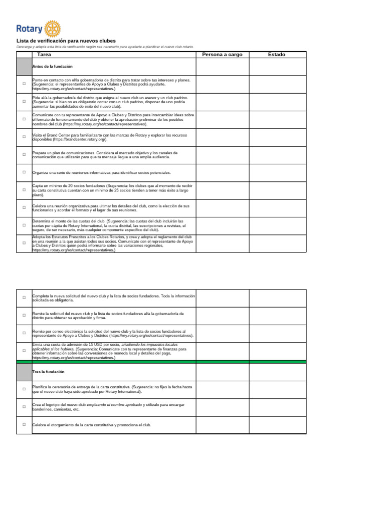 New Club Checklist Es | PDF