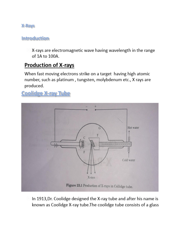 Production and Properties of X-Rays | PDF | Vacuum Tube | X Ray