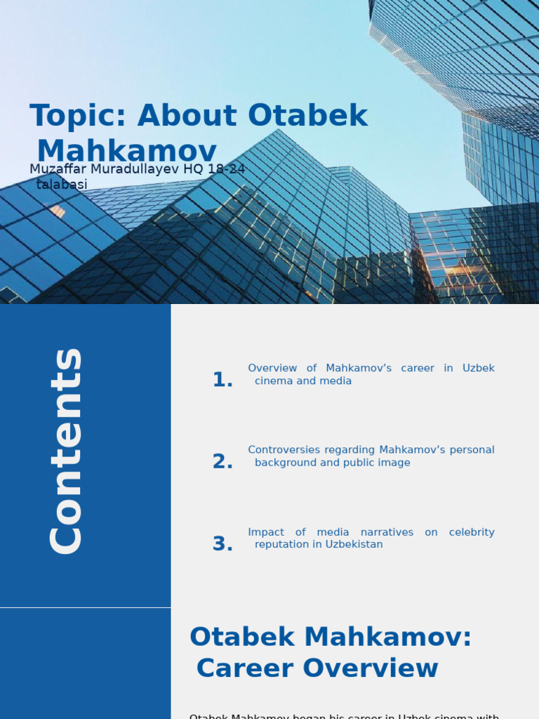 Topic About Otabek Mahkamov | PDF | Credibility | Celebrity