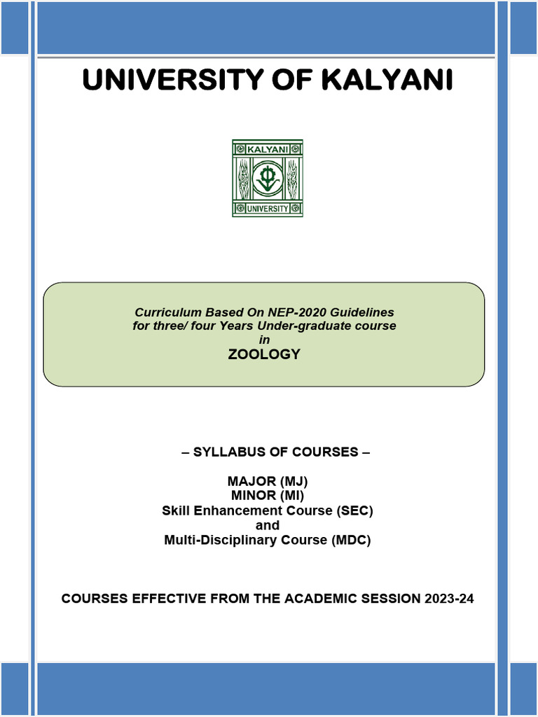 KU Zoology UG Syllabus NEP Sem1 Sem8 Final | PDF | Invertebrate | Curriculum