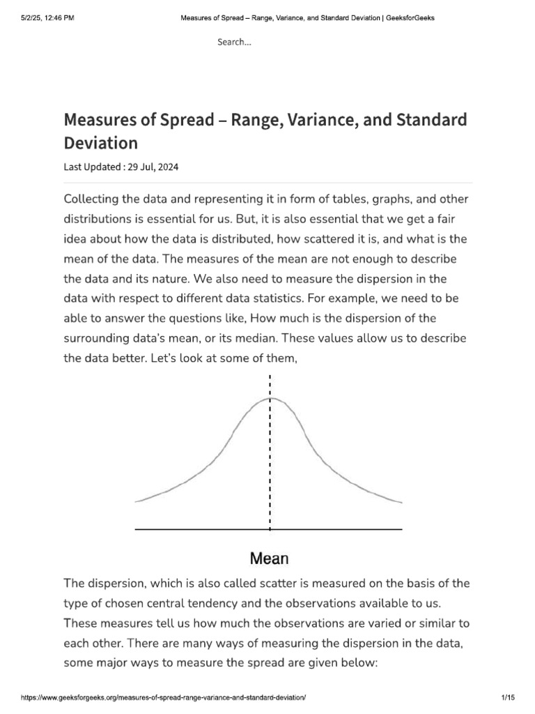 Measures of Dispersion | PDF