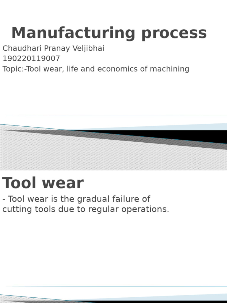 Tool Wear, Life and Economics of Machining | PDF | Wear | Machining