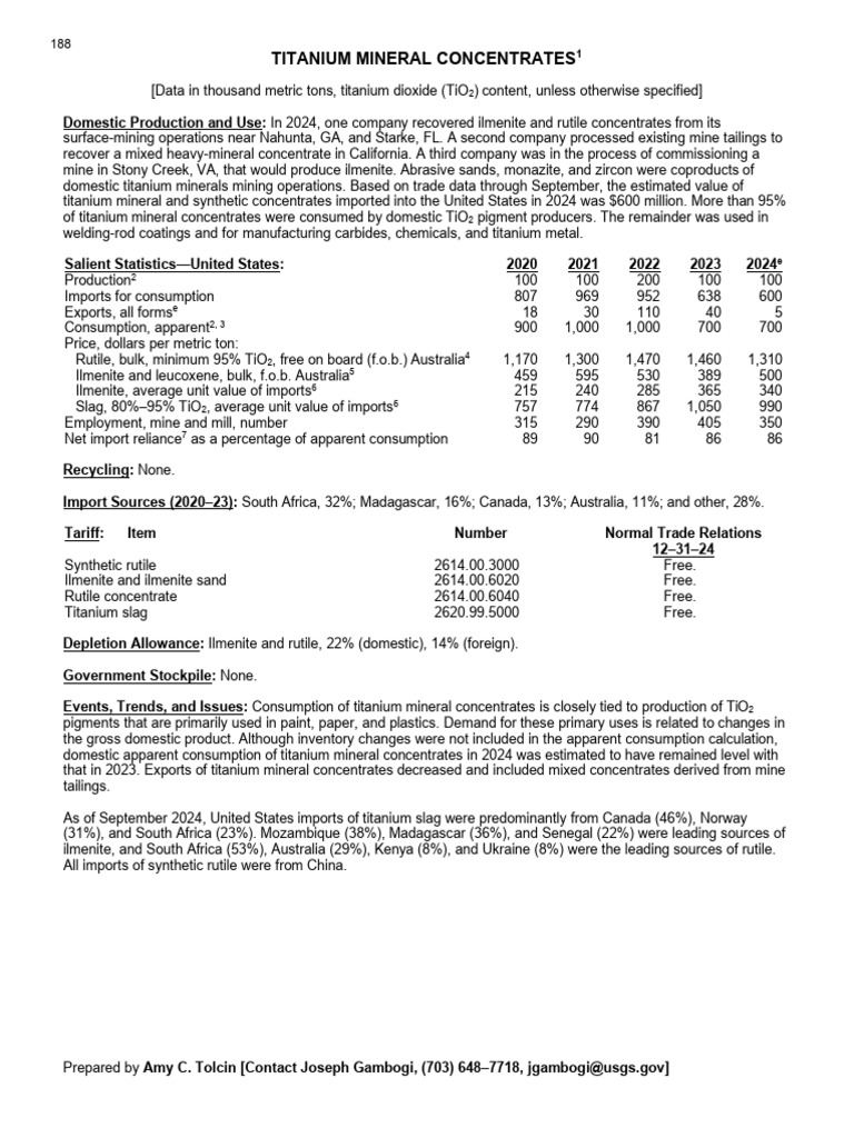 mcs2025 Titanium Minerals | PDF | Titanium Dioxide | Titanium