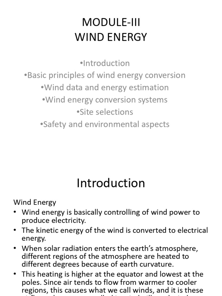 Etc Module - Iii (Wind Energy) | PDF | Wind Turbine | Turbine
