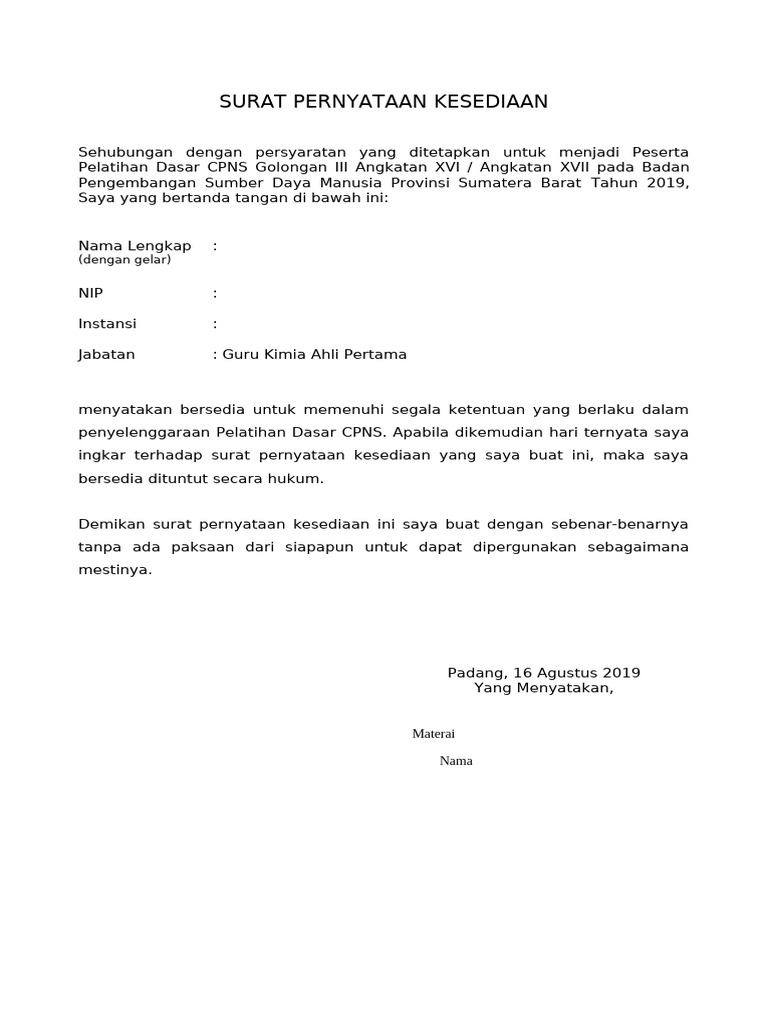 Surat Pernyataan Mentor | PDF