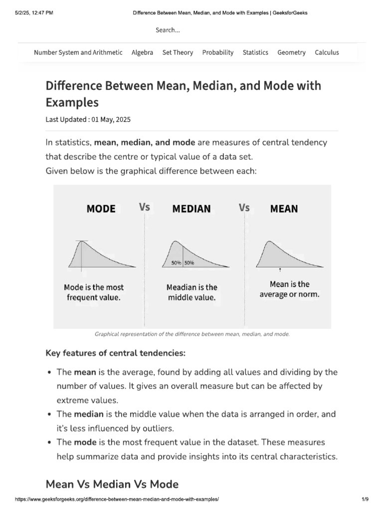 Mean Median Mode | PDF