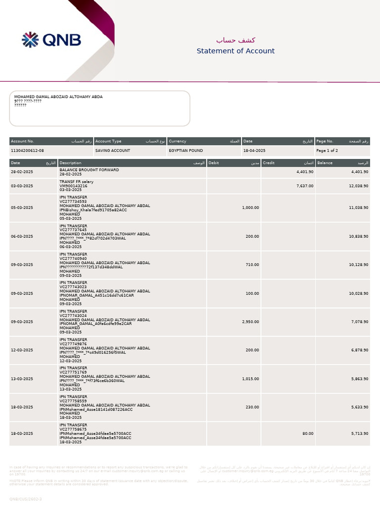 AccountStatement MAR 2025 | PDF | Financial Services | Accounting