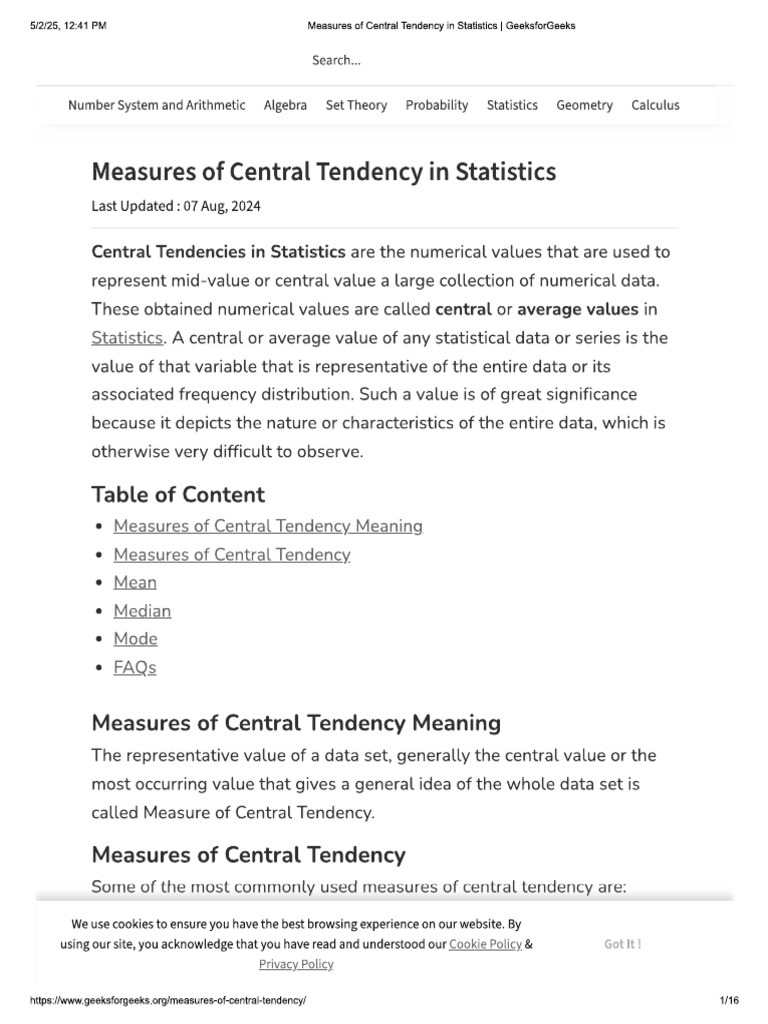Measures of Central Tendancy | PDF