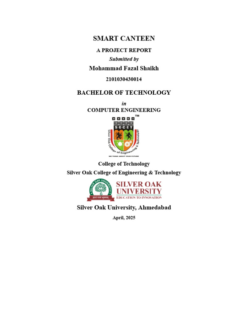 Smart Canteen Report | PDF | Databases | Usability