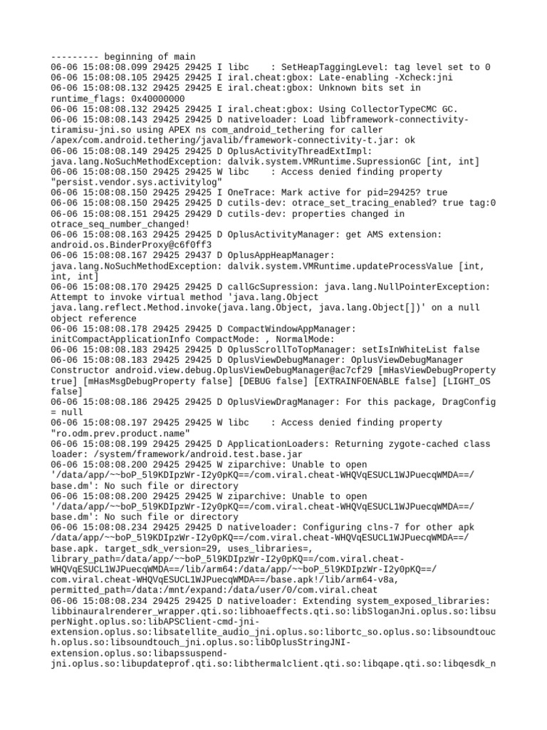 Com - Viral.cheat Logcat | PDF | Software | Computing